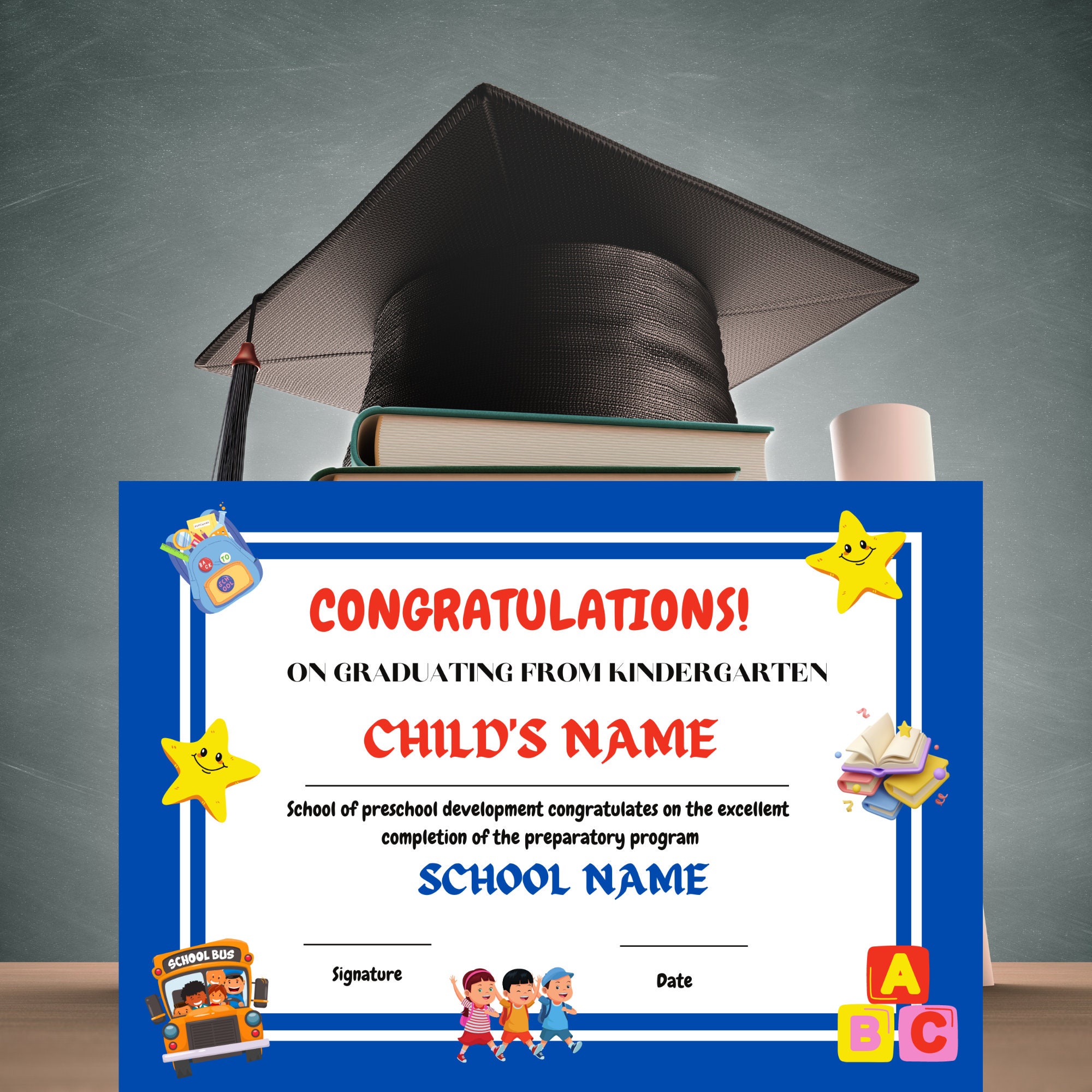 Editable Kindergarten Diploma, Kindergarten Graduation, Kindergarten ...