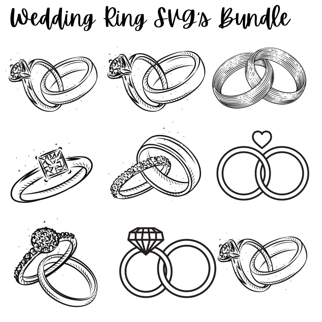 Marriage Rings Svg Bundle\ Ring Svg\ Wedding Svg\ Clipart\ Silhouette ...
