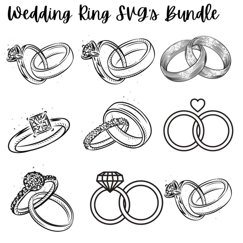 Marriage Rings Svg Bundle\ Ring Svg\ Wedding Svg\ Clipart\ Silhouette ...