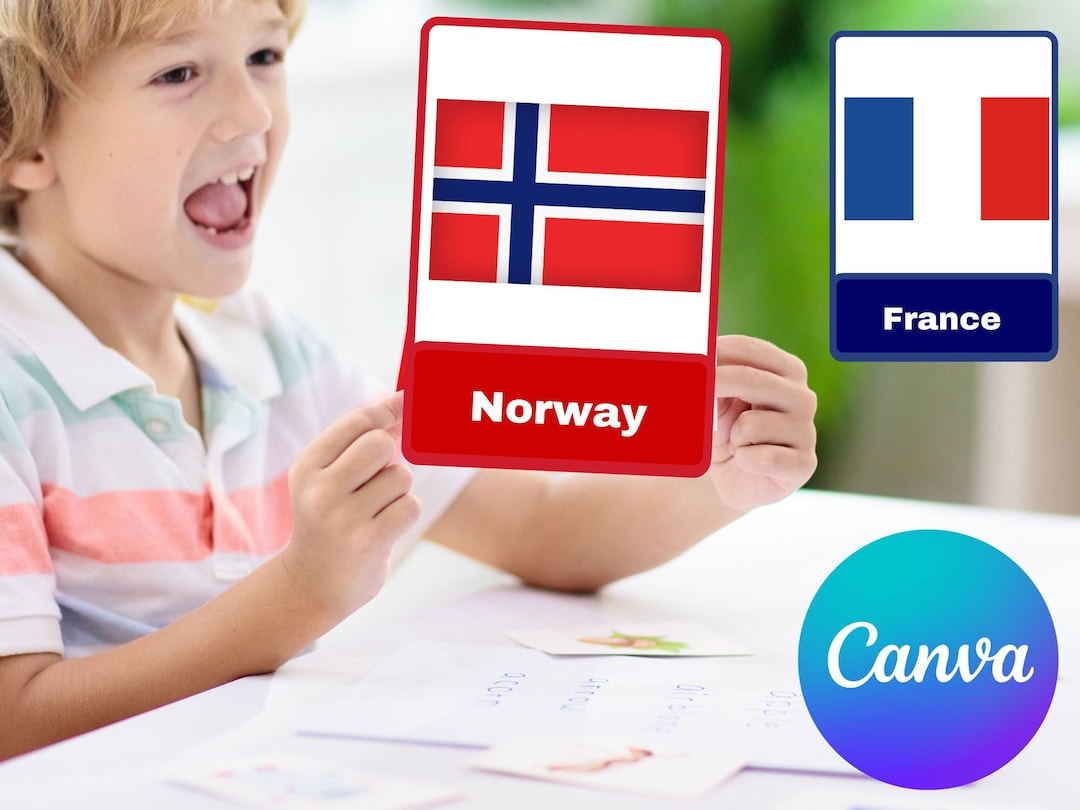 World Country Flags Flash Cards/ Instant Download/ Educational Learning ...