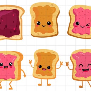 Kawaii Toast Clipart\ Cute and Colorful Bread Slice\ Graphics for DIY ...