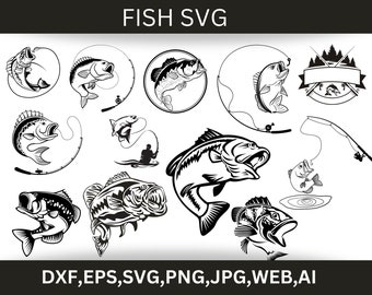Fishing SVG Bundle | Bass Fishing SVG | Fishing SVG | Bass Fish Svg ...