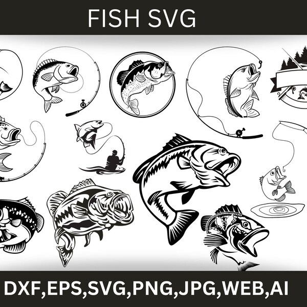 Catching Fish Svg - Etsy