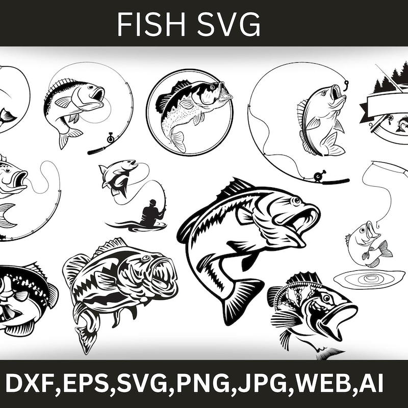 Catching Fish Svg - Etsy