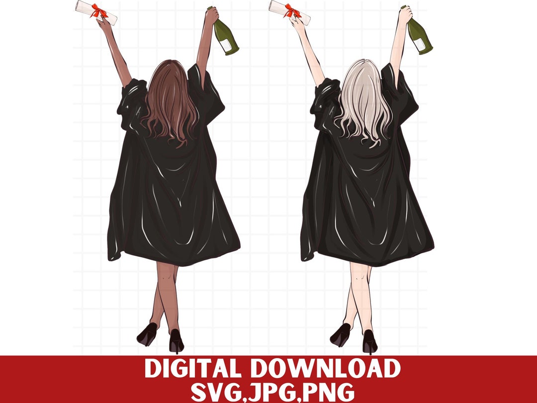 Grad Girl Clipart SVG\ Graduation Girl\ Grad Silhouette Gift\ Cut ...
