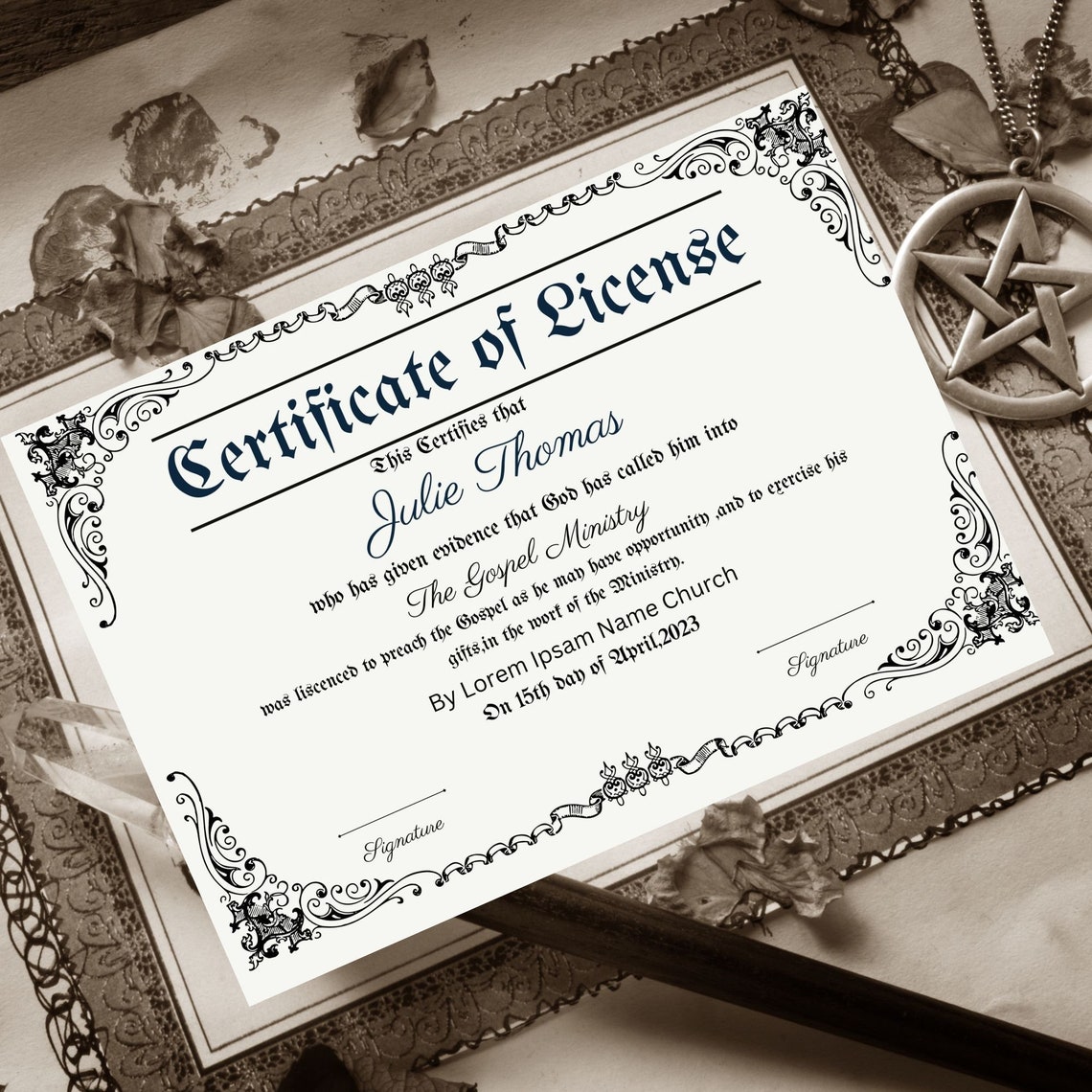 Editable License to Preach Template, Printable Certificate of License ...