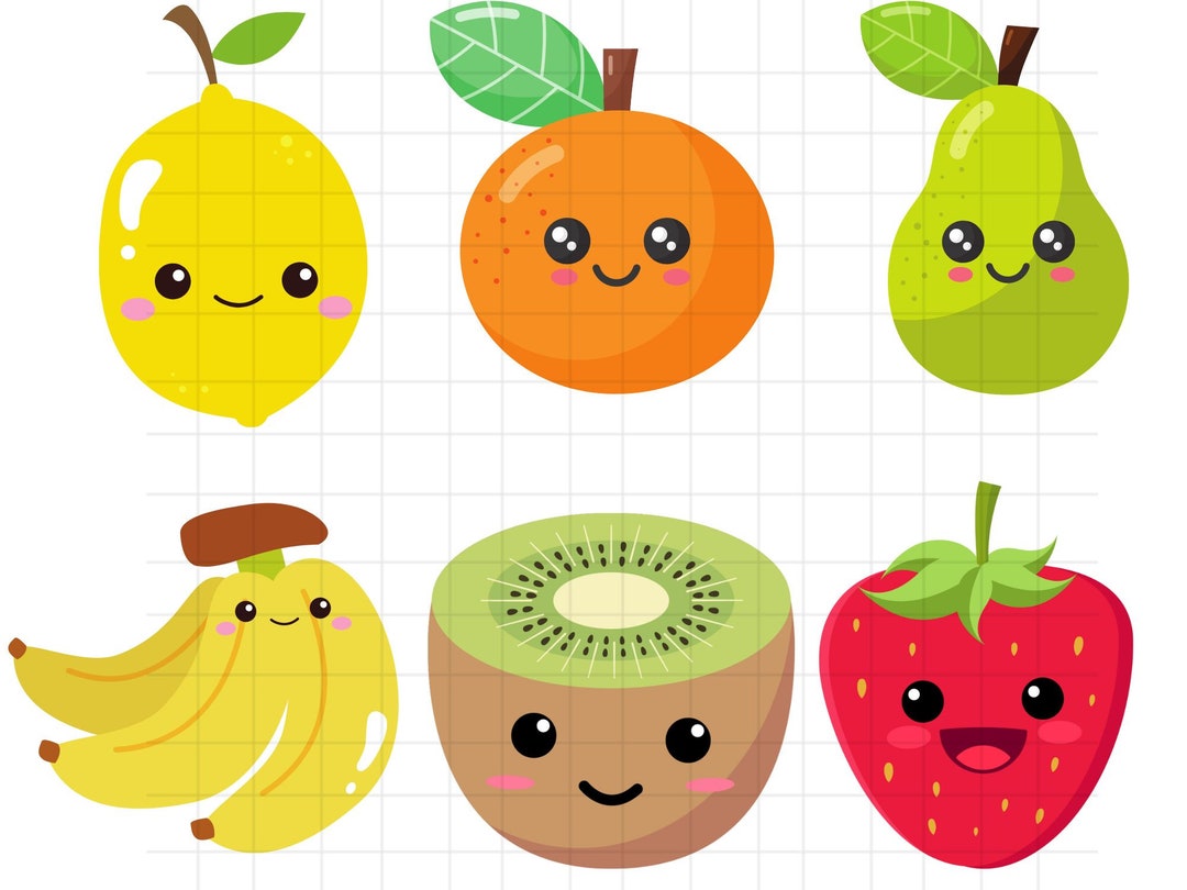 Kawaii FRUIT Clipart\ Pastel Colors Fruits\ Commercial Use\ Cute ...