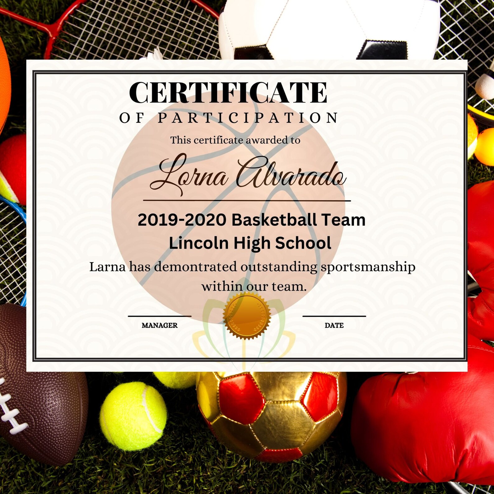 Editable Basketball Certificate Template\ Printable Certificate ...