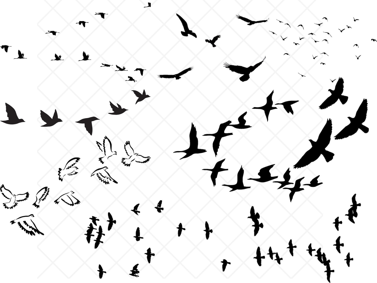 Flying Birds SVG Bundle\ Flying Bird Svg\ Flock of Flying Birds Svg ...