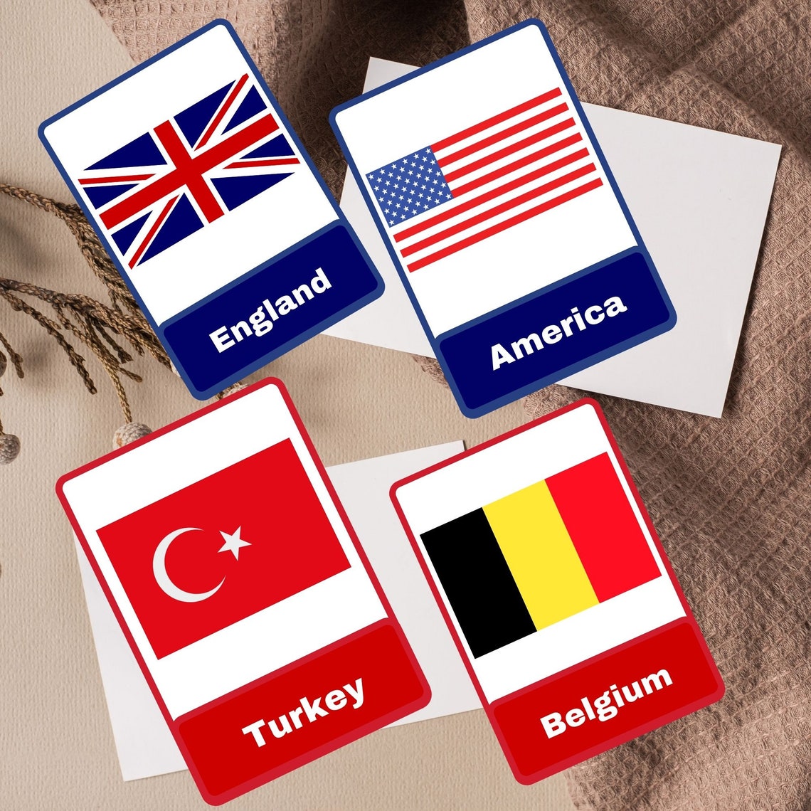 World Country Flags Flash Cards/ Instant Download/ Educational Learning ...