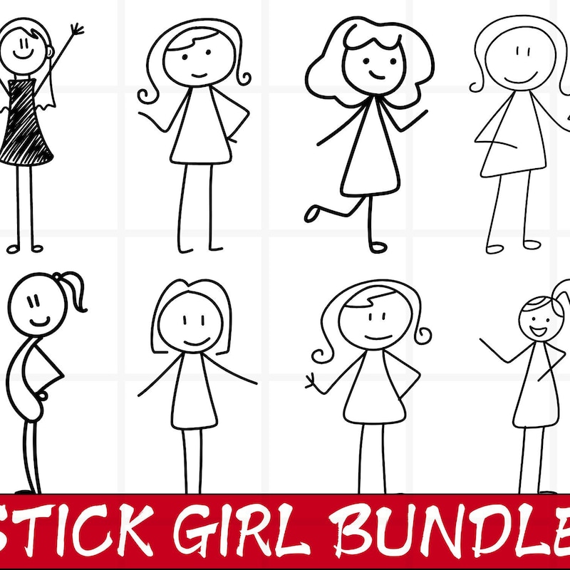 Stick Girl Svg - Etsy