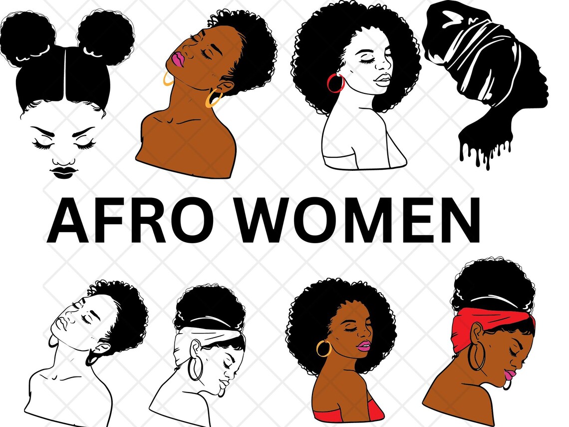Afro Woman Svg Bundle\ African American Svg\ Afro Queen Svg\ Afro Girl ...