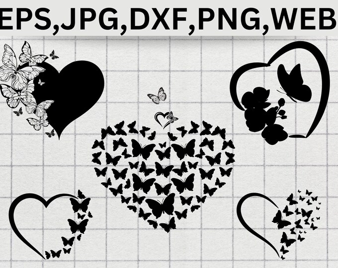 Butterfly Heart SVG, Butterfly Love SVG, Butterfly SVG Cut Table Design ...