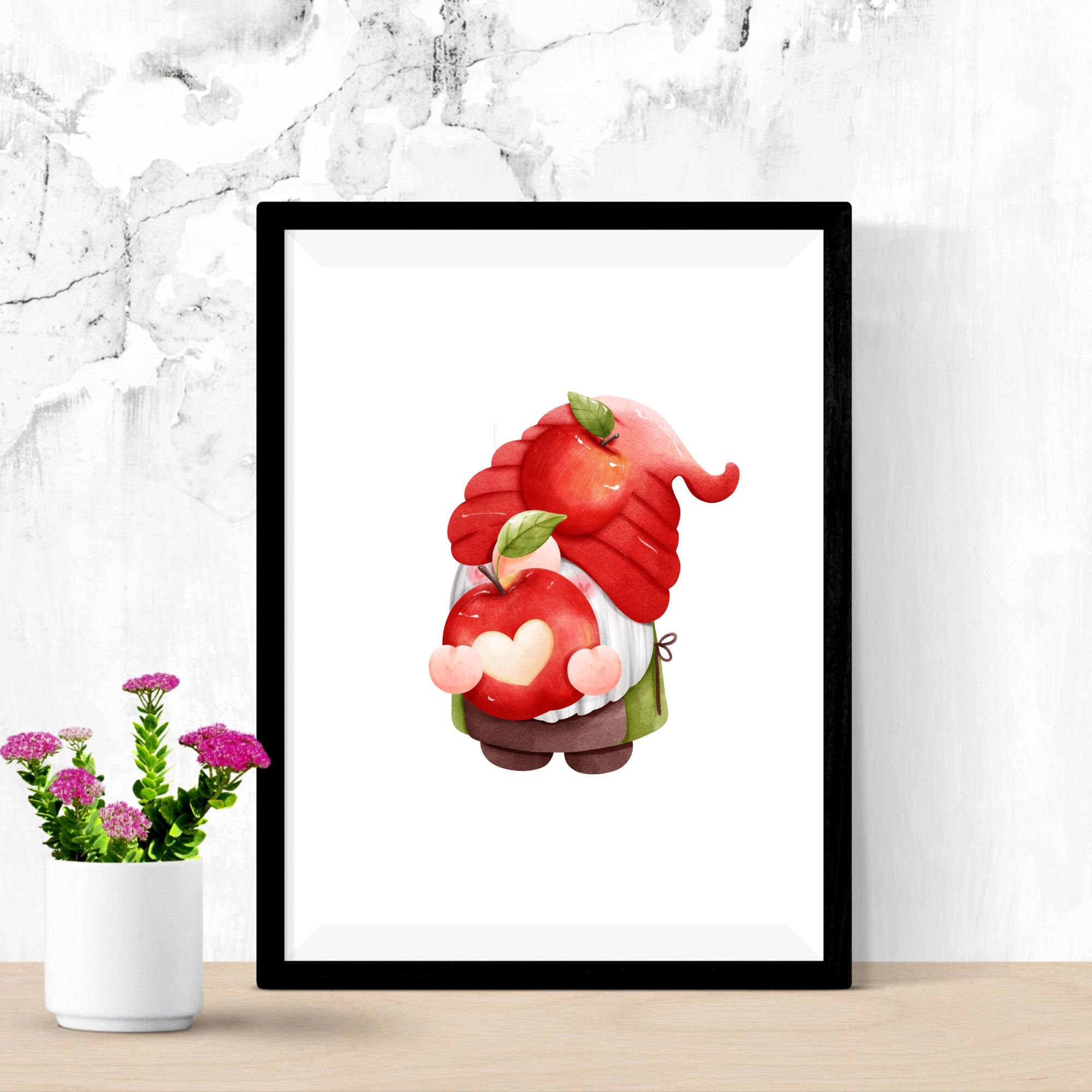 Gnome Apple Watercolor Clipart, Apple Gnome, Spring Gnome Clipart ...