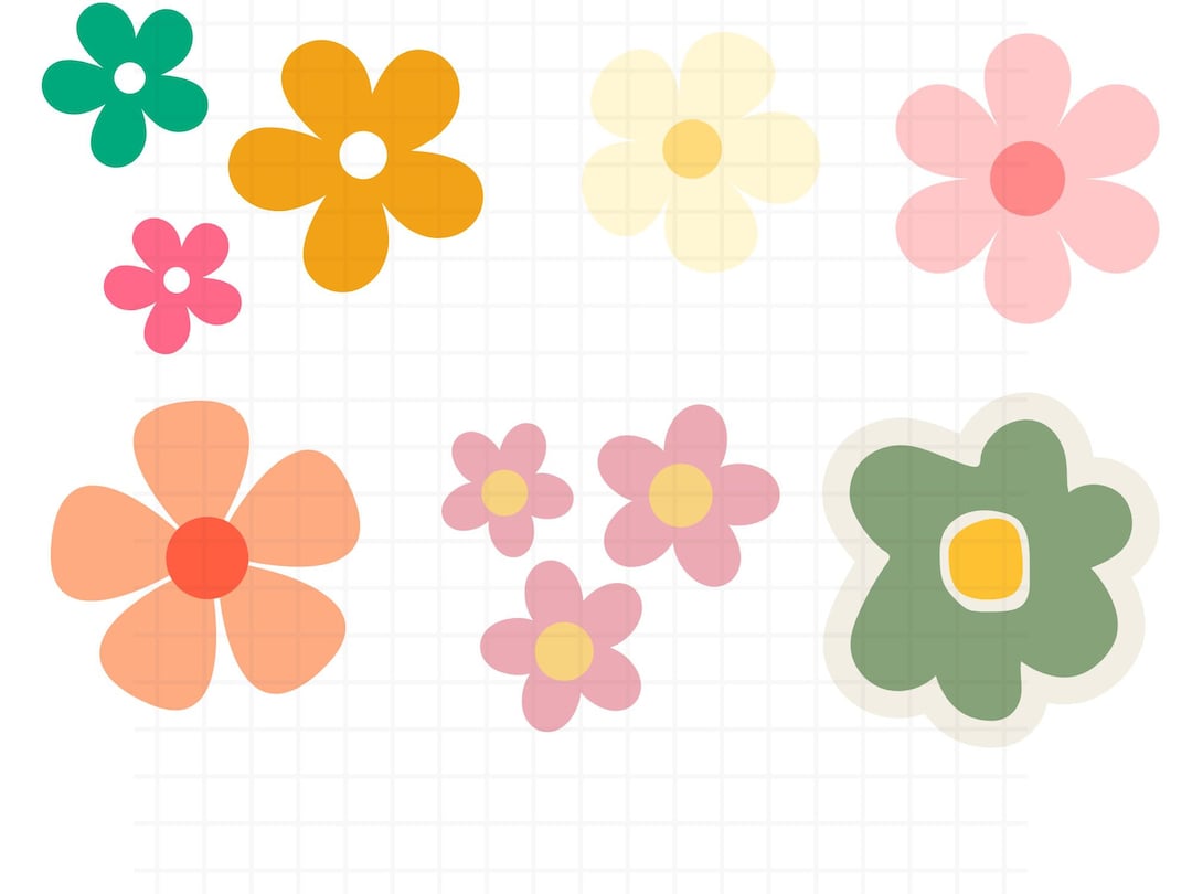 Cute Flower Svg Bundle\ Gardening Flower Icon Svg\ Flat Flowers Clipart ...