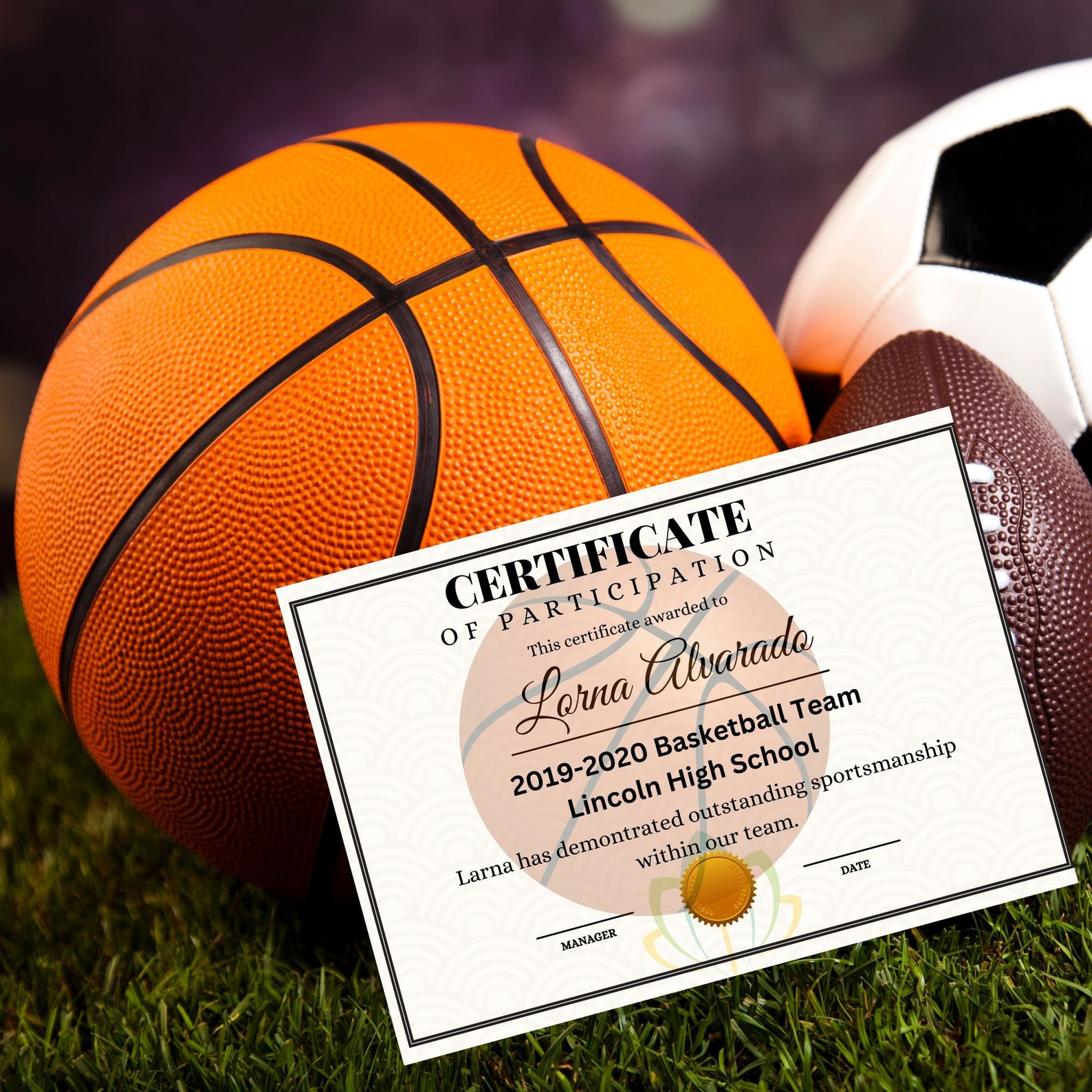 Editable Basketball Certificate Template\ Printable Certificate ...
