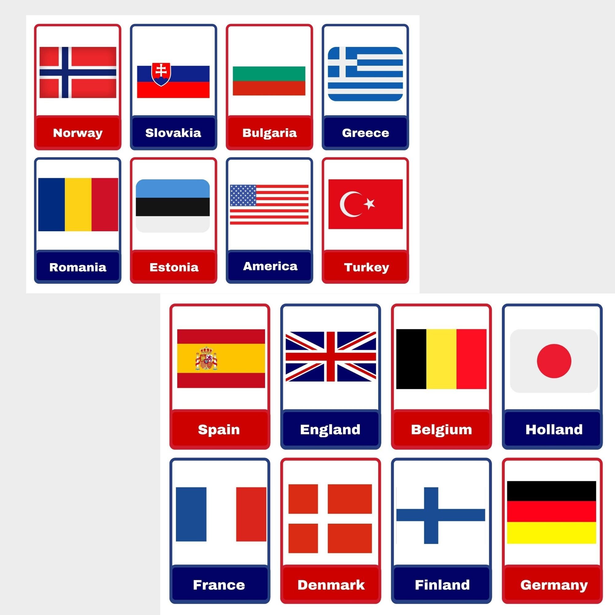 World Country Flags Flash Cards/ Instant Download/ Educational Learning ...