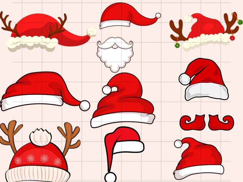 Santa Hat Svg Bundle\ Christmas SVG\ Santa Hat Silhouette\ Christmas ...