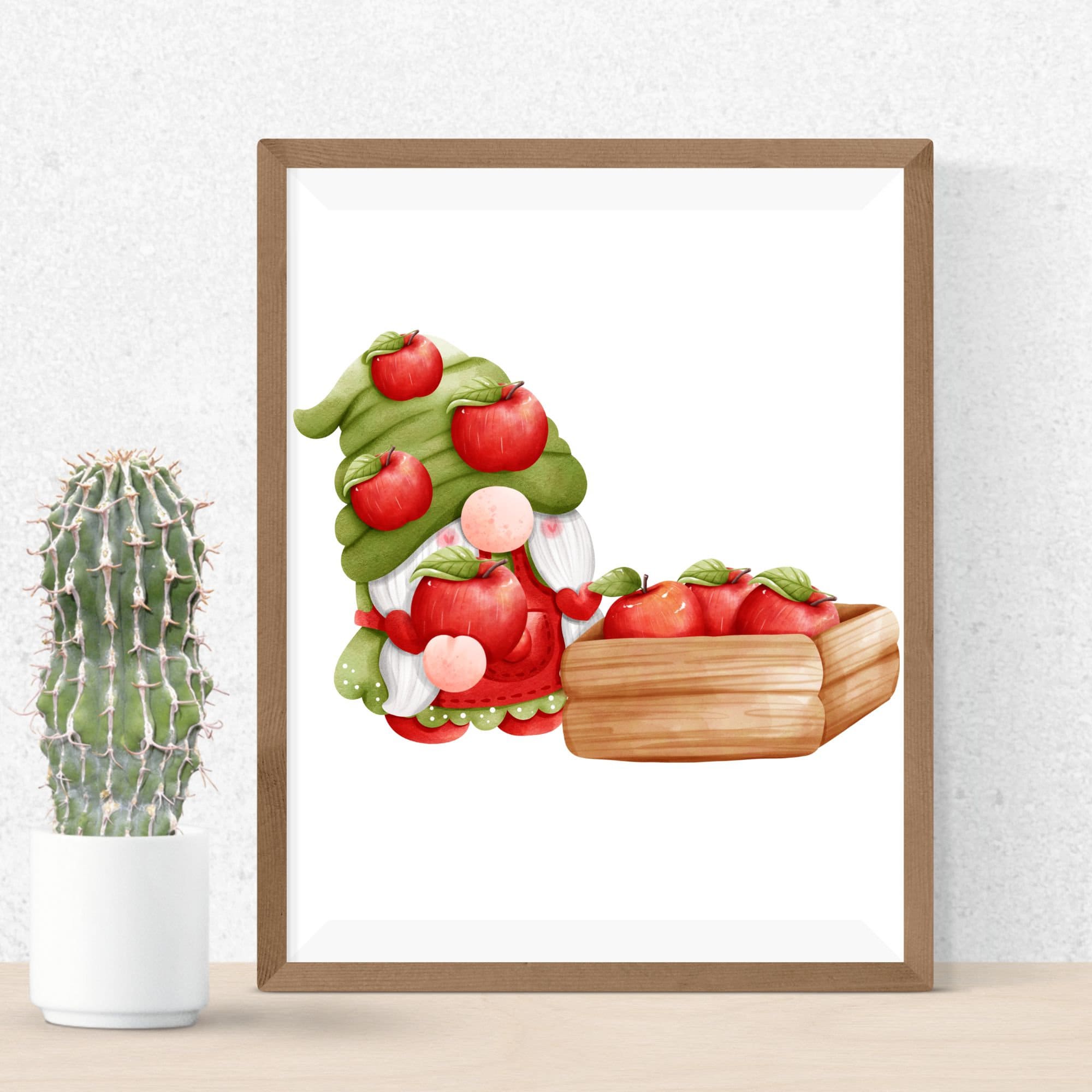 Gnome Apple Watercolor Clipart, Apple Gnome, Spring Gnome Clipart ...