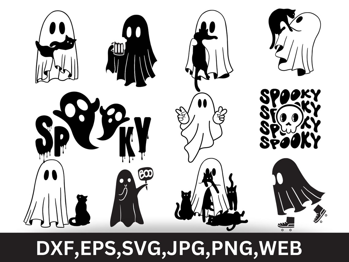 Halloween Ghost SVG Bundle, Ghost SVG, Halloween Ghost Svg, Halloween ...