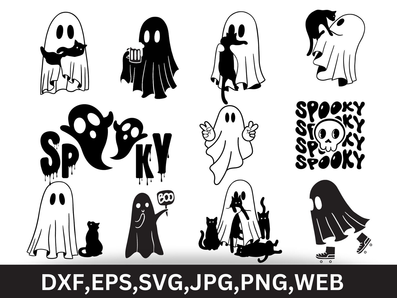 Halloween Ghost SVG Bundle, Ghost SVG, Halloween Ghost Svg, Halloween ...
