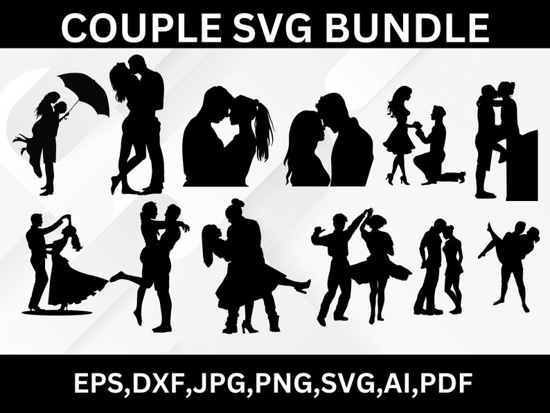 Couple Silhouette Svg, Relationship Svg, Lovers Silhouette, Romantic ...