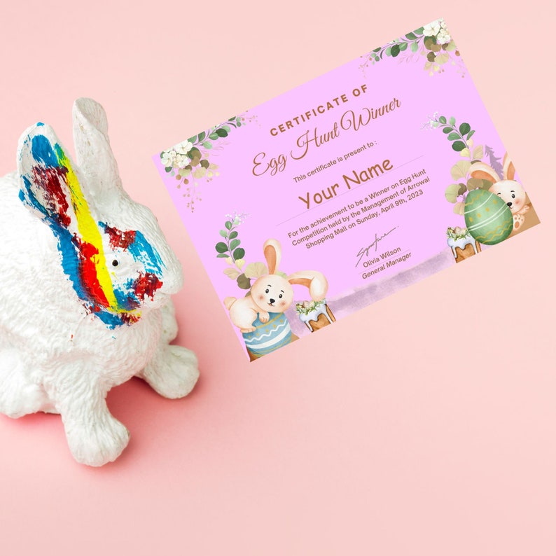 EDITABLE Certificate From Easter Bunny, Pink Printable Easter Bunny ...