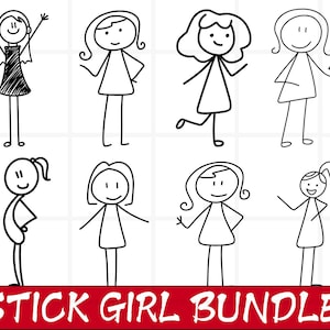 Stick Girl Svg Bundle\ Stick Singing Learning Drawing Girl Svg Clipart ...