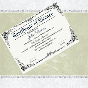 Editable License to Preach Template, Printable Certificate of License ...