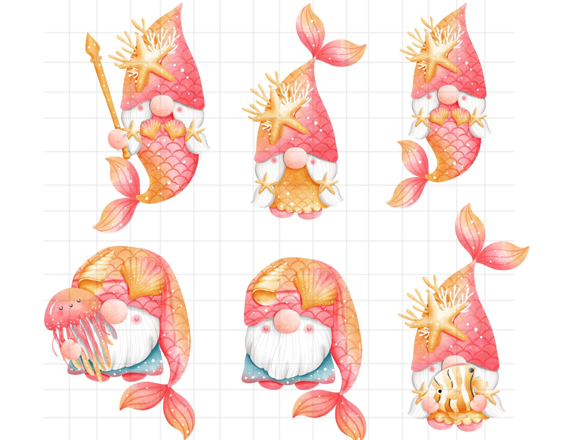 Gnome Mermaid Clipart\ Mermaid Clipart\ Gnome Clipart\ Mermaid Gnome ...