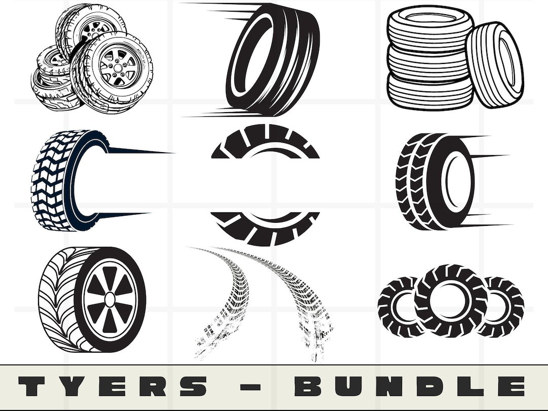 Tyre SVG Cut Files | Tire Svg | Tyre Wheel Silhouette Bundle - Etsy