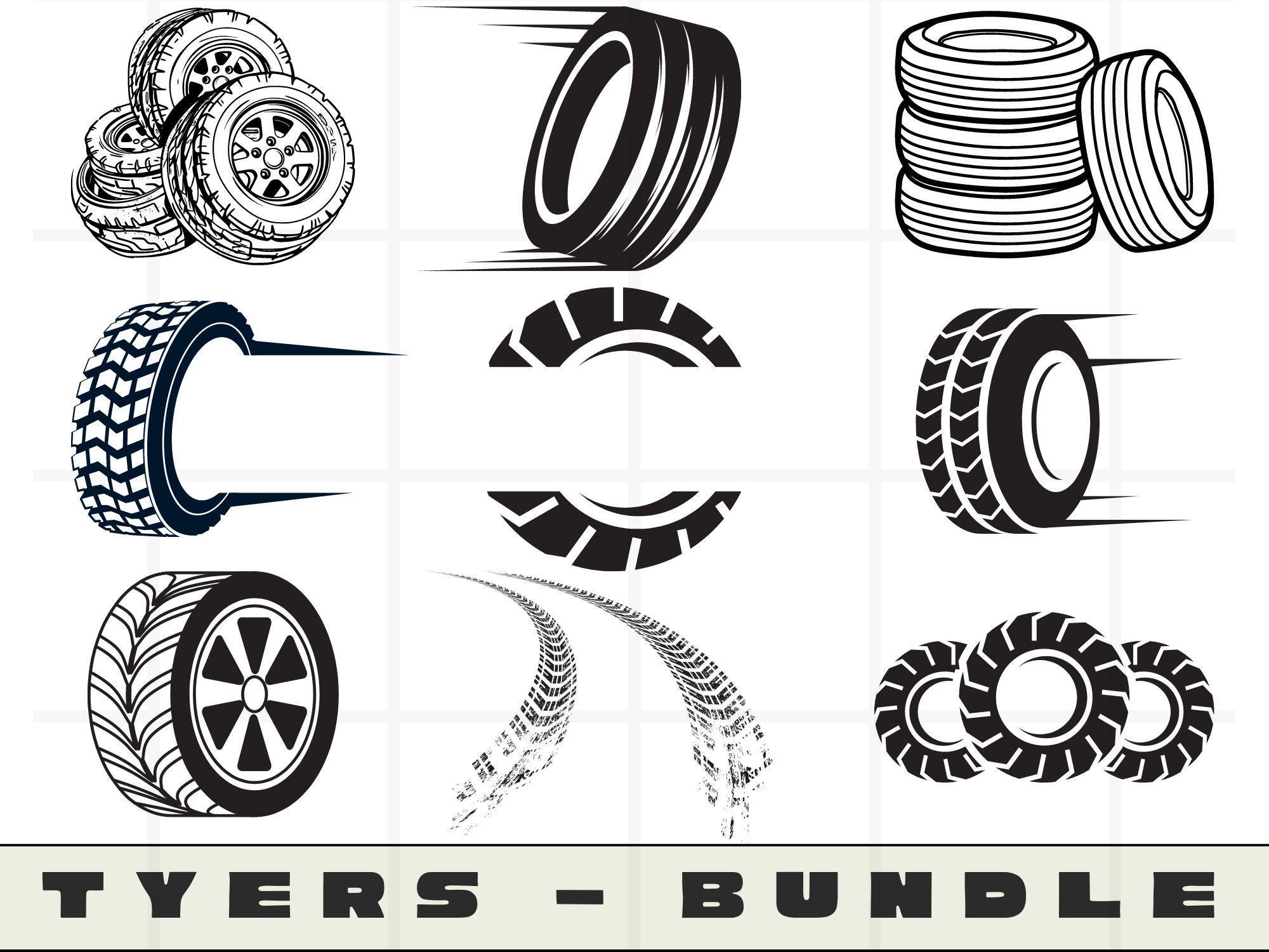 Tyre SVG Cut Files | Tire Svg | Tyre Wheel Silhouette Bundle - Etsy