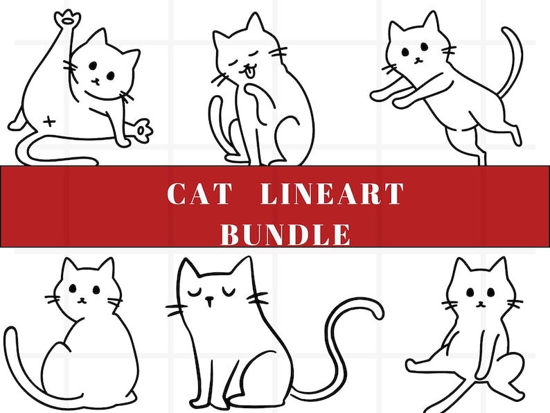 Cat Line Art SVG PNG Digital Download\ Hand Drawn Cats\ Minimalist Cat ...
