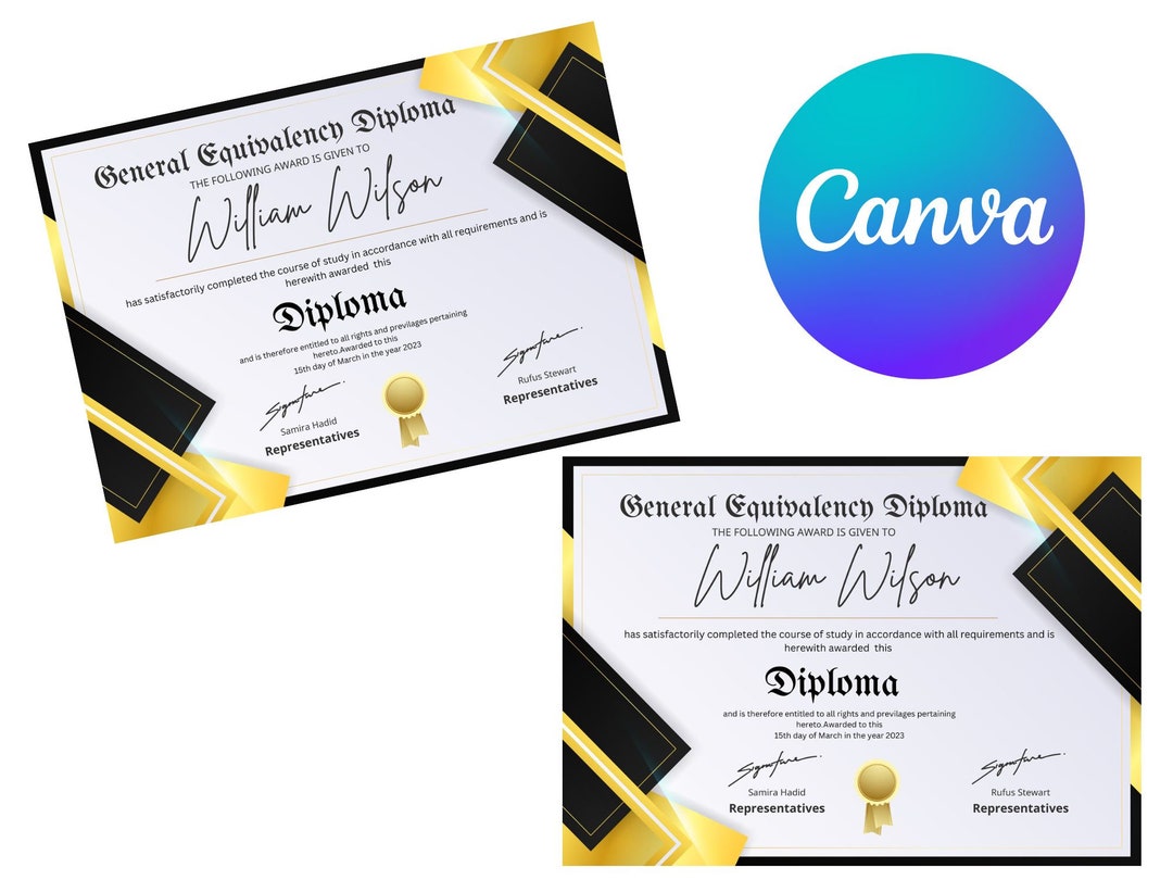 High School Diploma Template, General Equivalency Diploma Sample ...