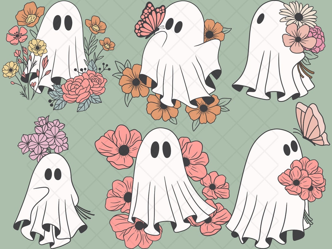 SPOOKY DAISY GHOST Svg\ Cute Halloween Ghost Svg\ Halloween Svg Design ...