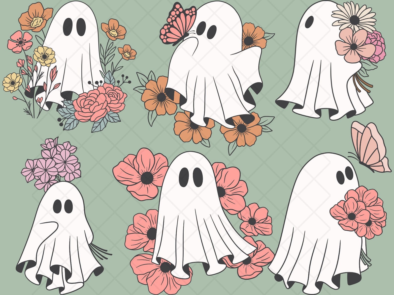 SPOOKY DAISY GHOST Svg\ Cute Halloween Ghost Svg\ Halloween Svg Design ...