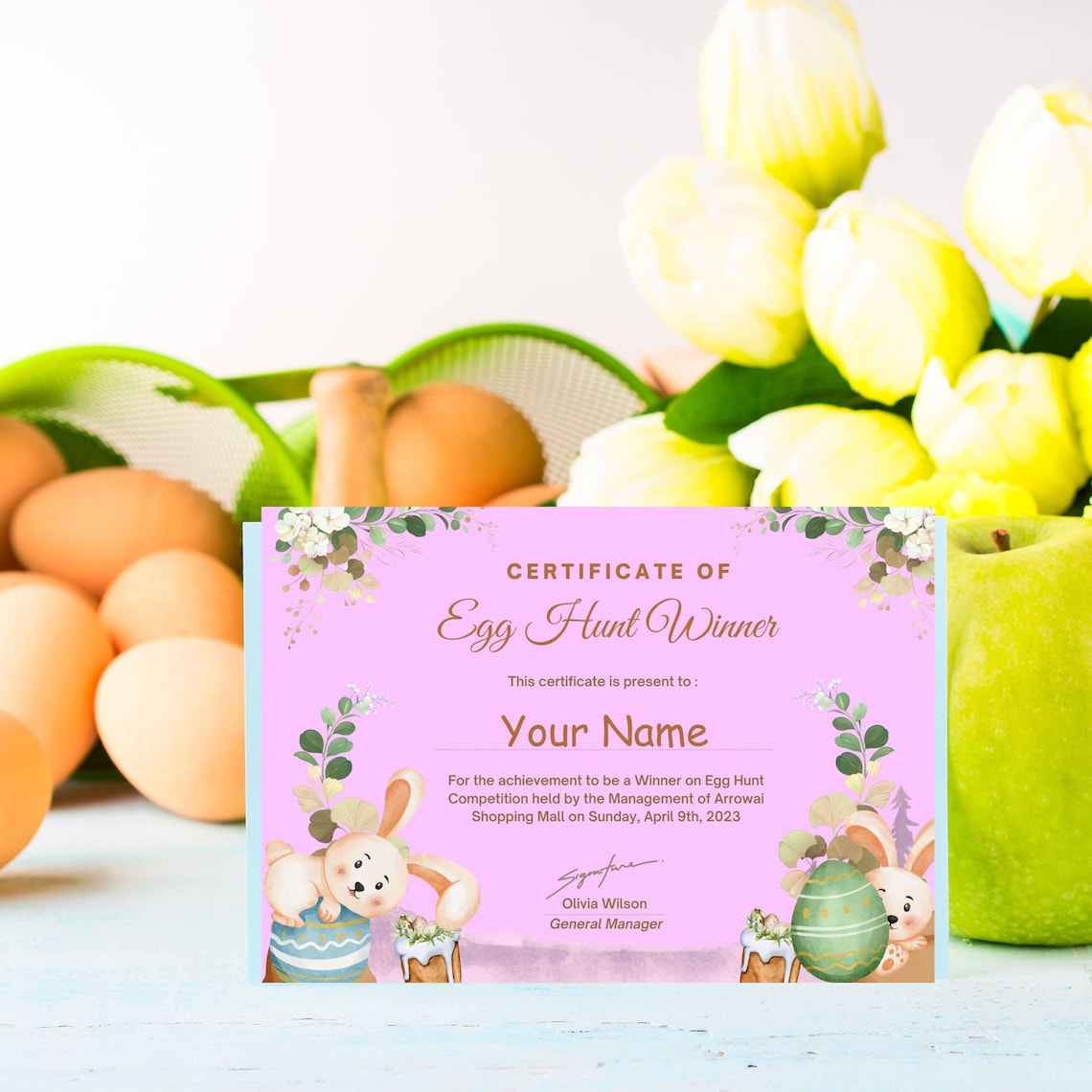 EDITABLE Certificate From Easter Bunny, Pink Printable Easter Bunny ...