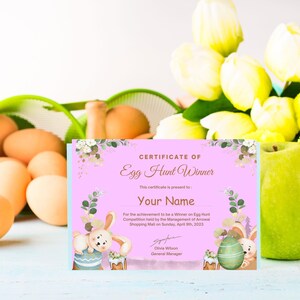 EDITABLE Certificate From Easter Bunny, Pink Printable Easter Bunny ...