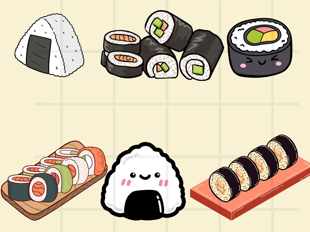 Sushi SVG Bundle\ Sushi Clipart\ Black and White\ Japan\ Japanese Food ...