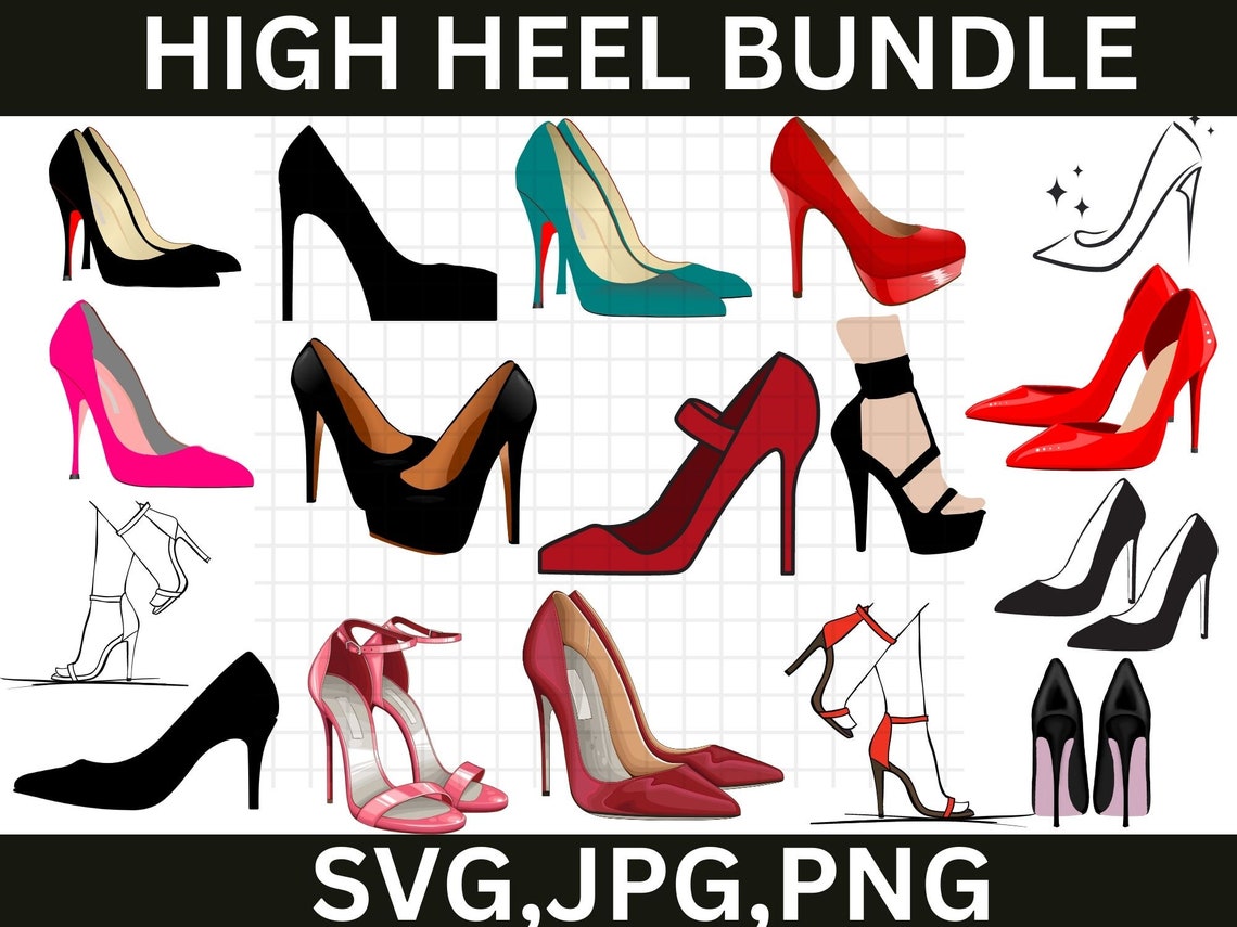 High Heels Svg Digital Download Woman Shoes Svg Heels Silhouette High ...