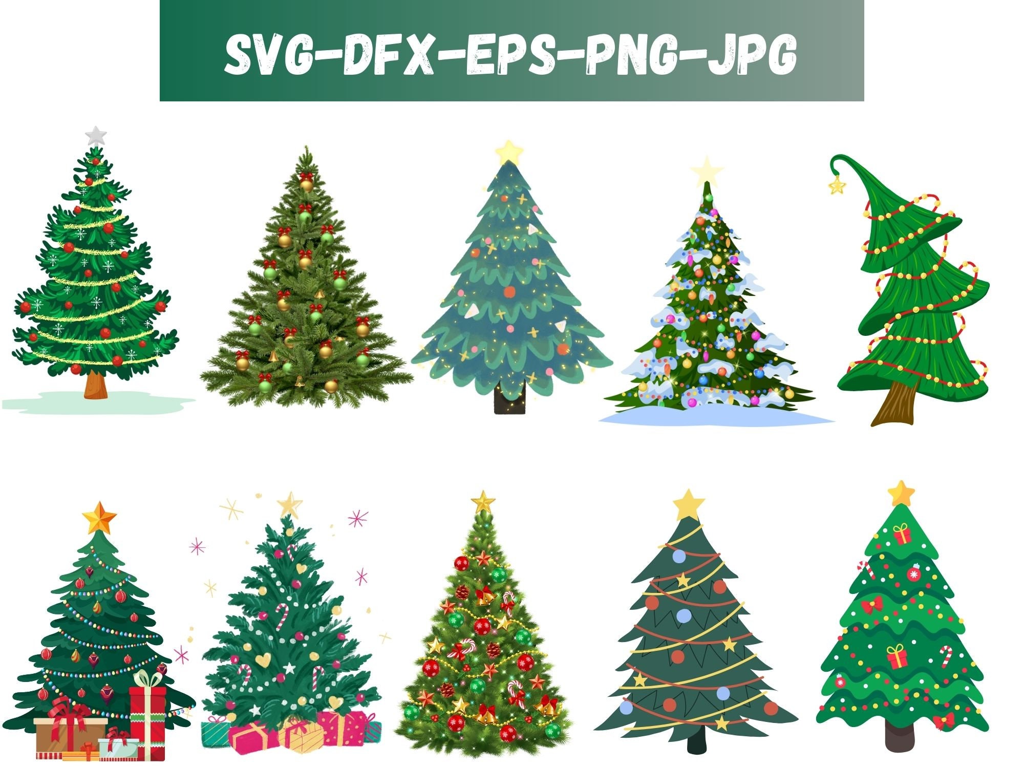 Christmas Tree SVG DXF PNG Bundle, Pine Tree Svg, Christmas Svg ...