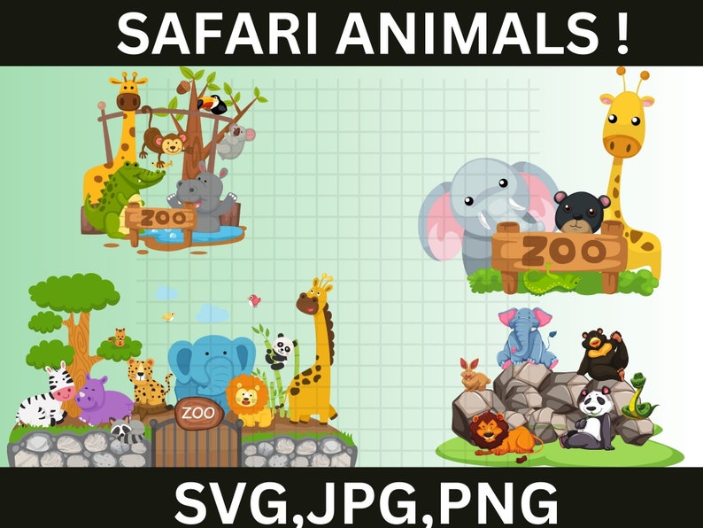 Safari Animals SVG\ Safari Svg\ Watercolor Safari Animals Clipart\ Cute ...