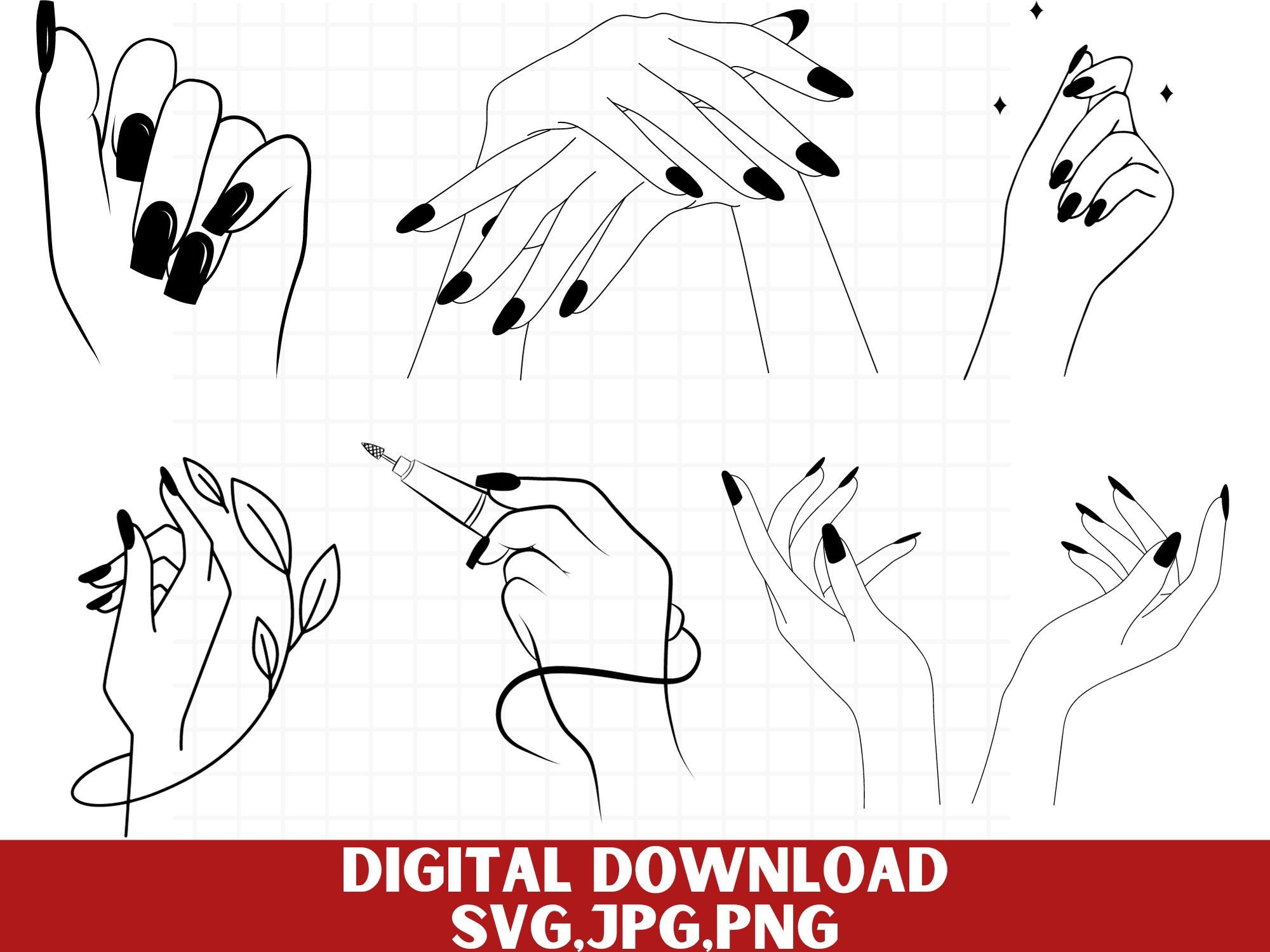 Nail Art SVG Bundle\ Girl Hand Svg\ Nail Art Cut File\ Nail Tech Svg ...