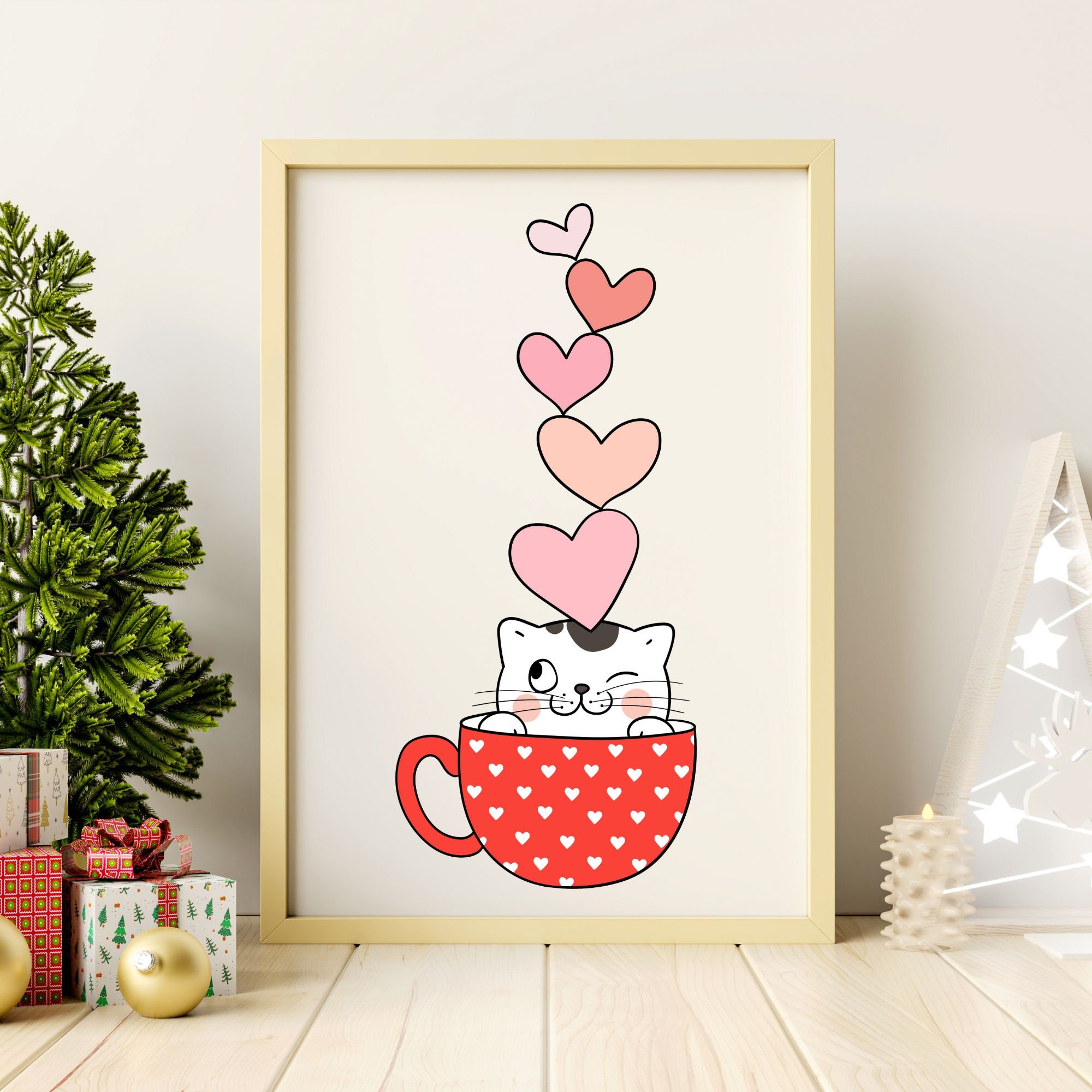 Valentine's Day Cat Svg , Valentine's Day Cat Clipart, Cat Lovers, Cute ...