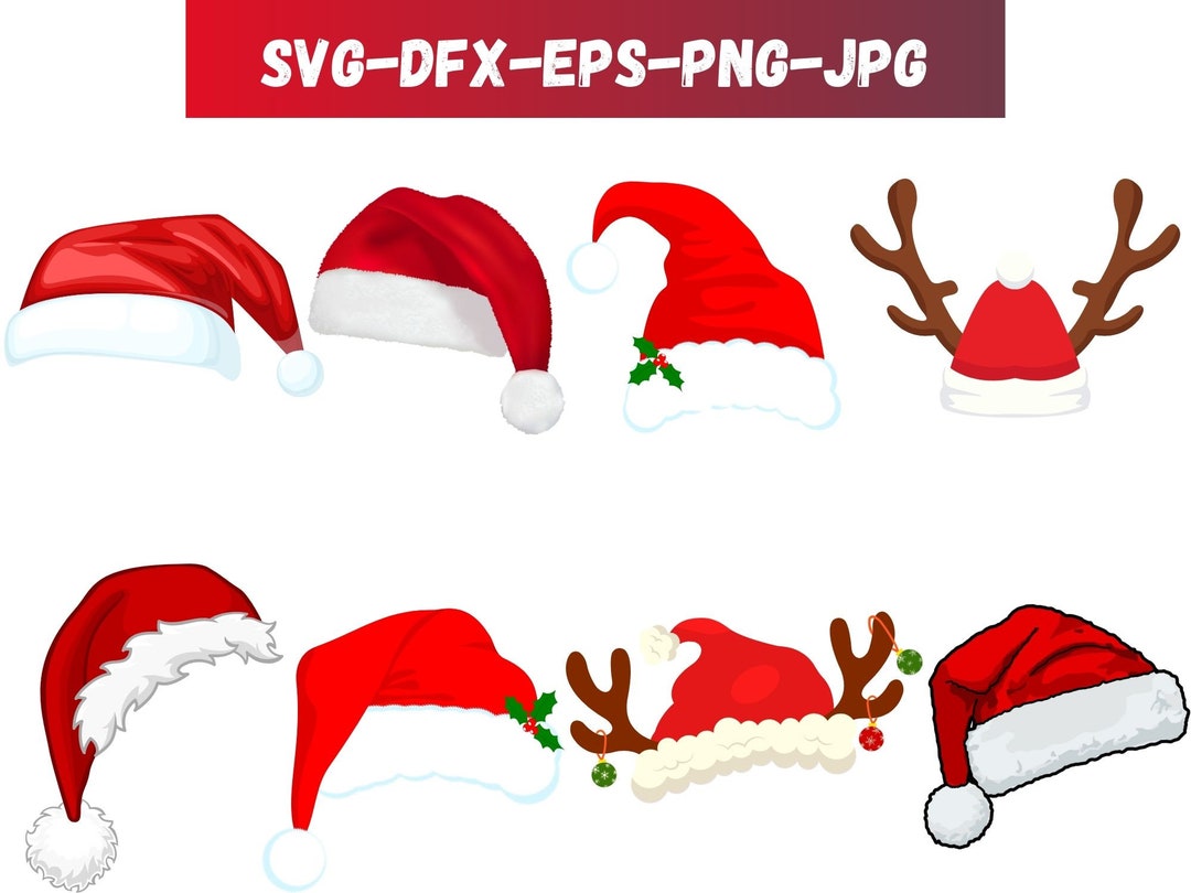 Santa Hat SVG, Santa Hat Cut File, Christmas Hat Svg Bundle, Elf Hat ...