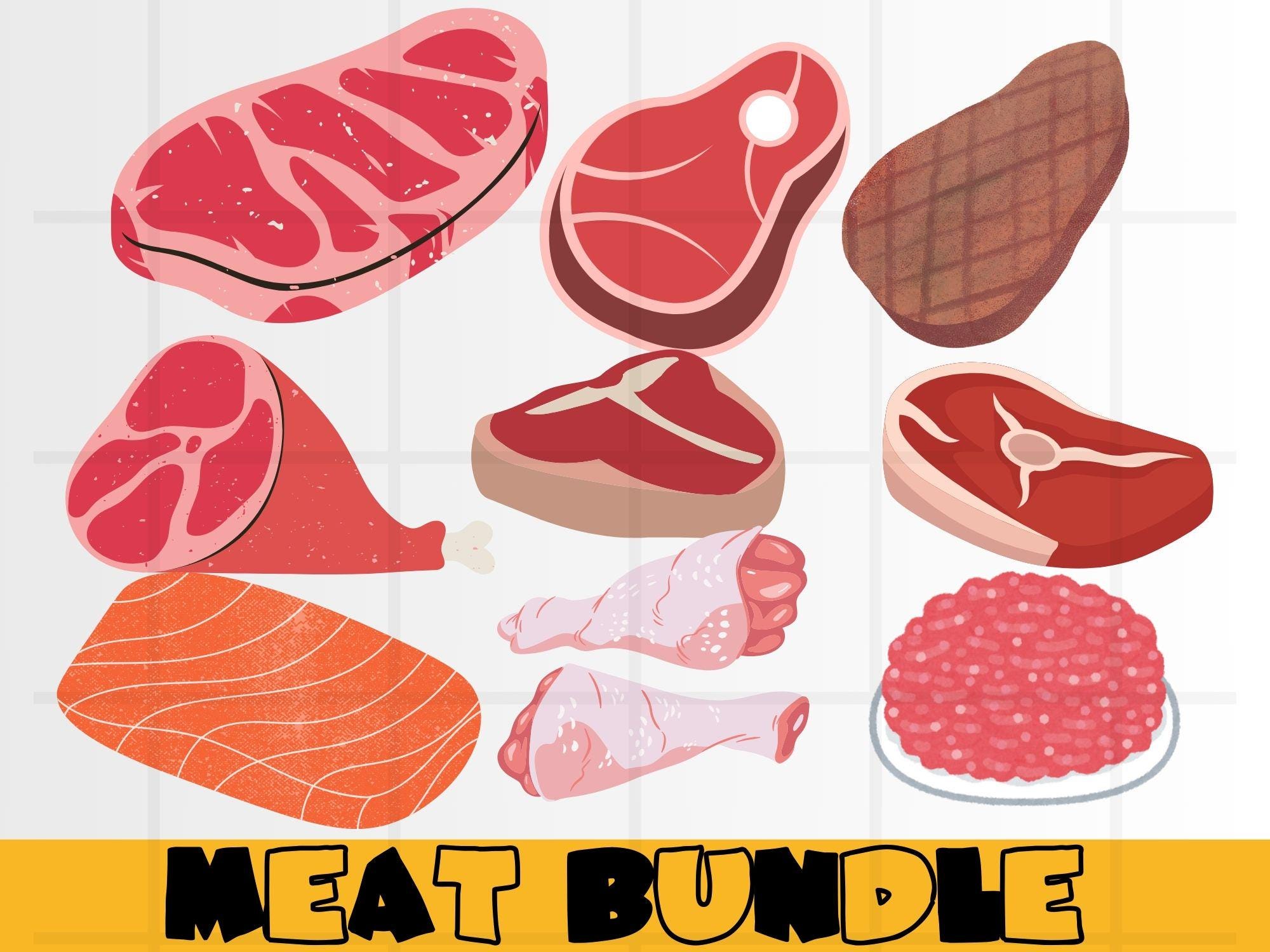 MEAT Digital Clipart, Meat Vector Clip Art, Meat Print, Meat Image ...