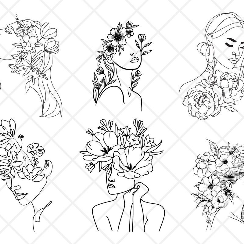 Line Art Woman Svg - Etsy
