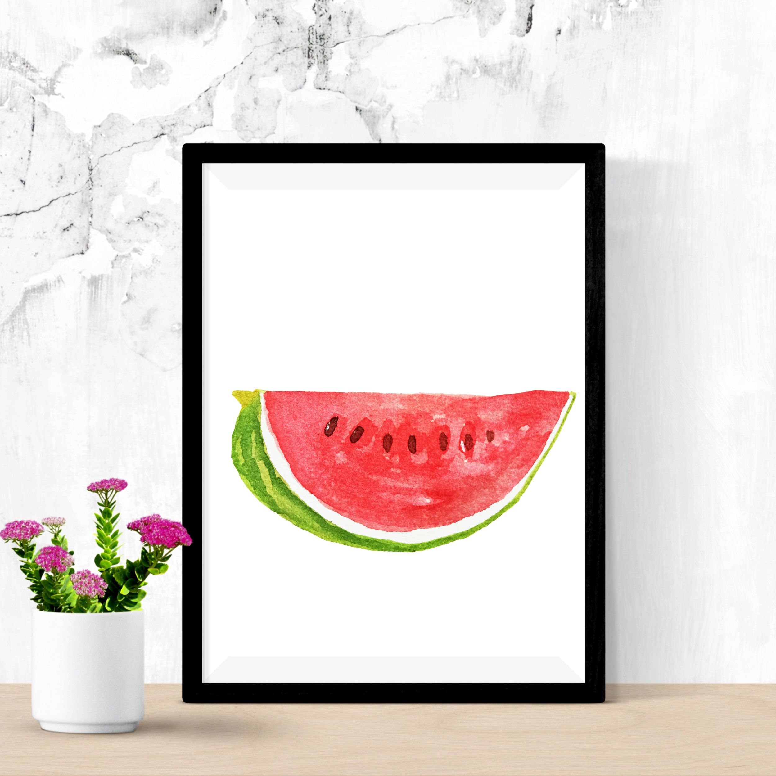 Watermelon Clipart\ Watercolor Juicy Watermlon Slices Picnic Clipart ...