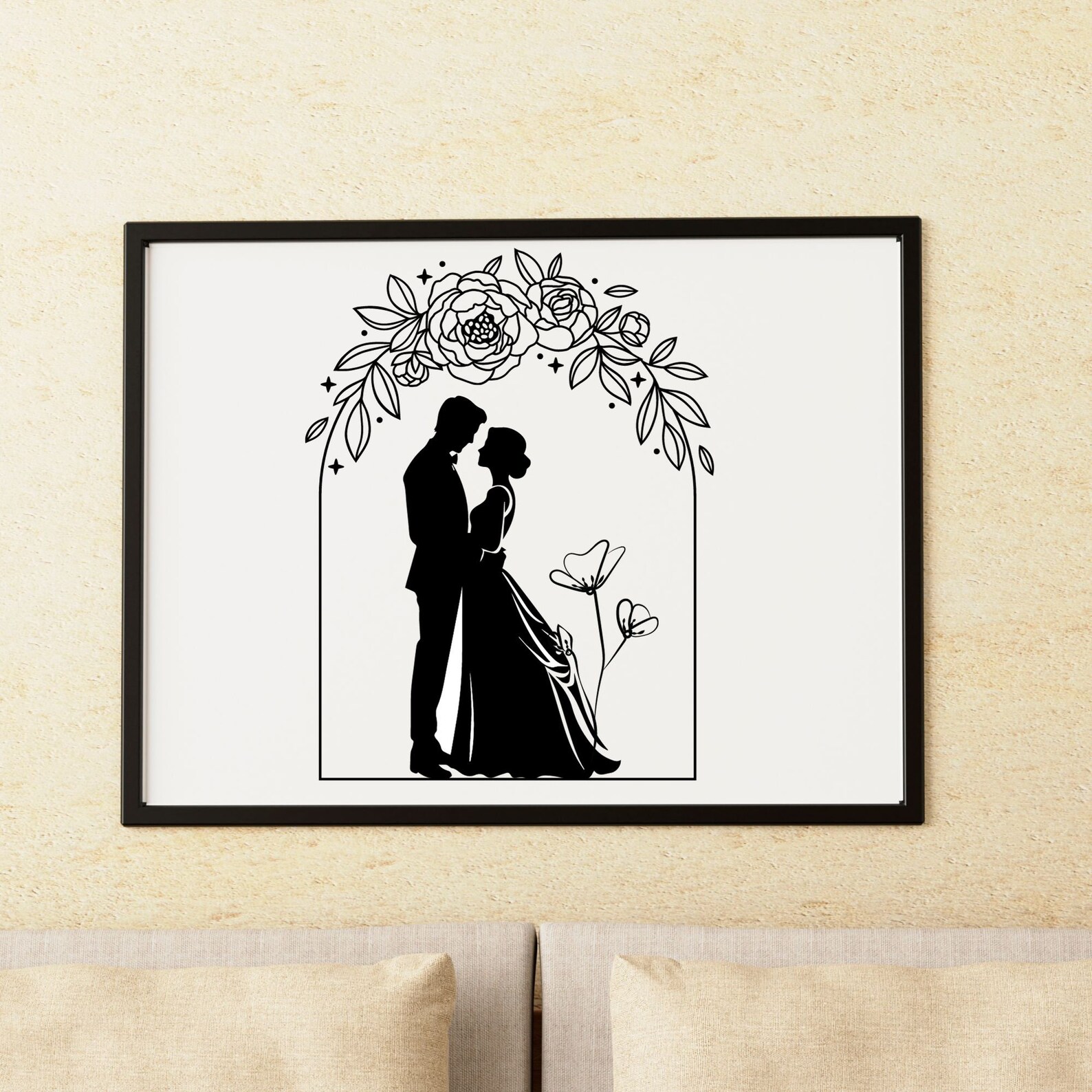 Wedding Couple Svg, Bride and Groom Svg, Wedding Couple in Floral Arch ...