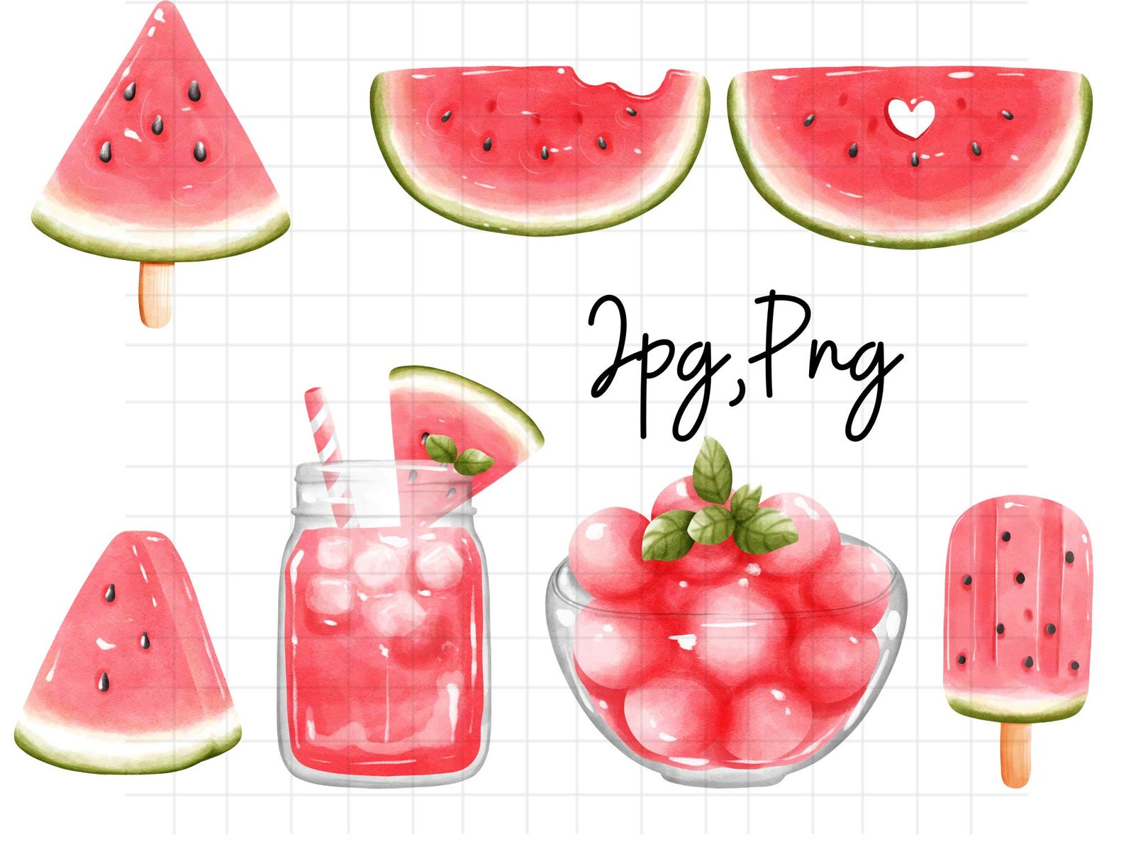 Watercolor Watermelon Clipart Watermelon Slices & Popsicle Clip Art ...